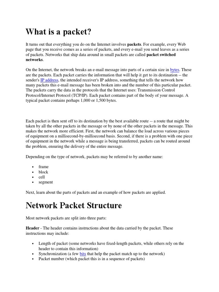 What is a Packet | Network Packet | Internet Protocols