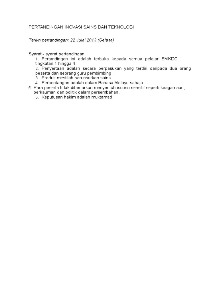 Syarat Pertandingan Science Show SMKDC | PDF | Komputer