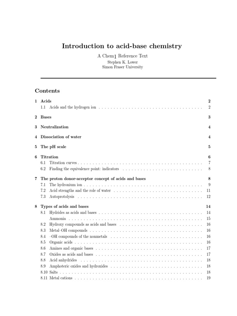 Introduction To Acid-Base Chemistry | PDF
