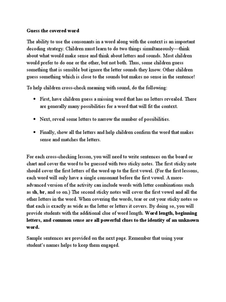 Guess The Covered Word | PDF | Linguistics | Semiotics