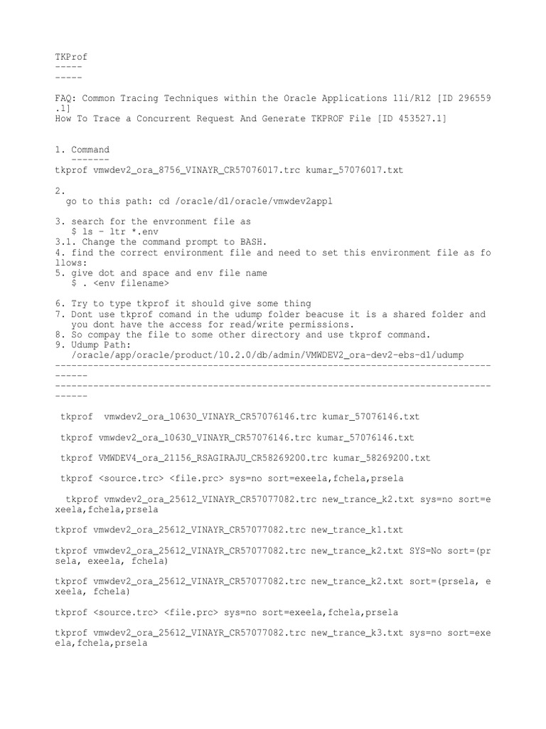 Tkprof | PDF | Directory (Computing) | Computer Storage