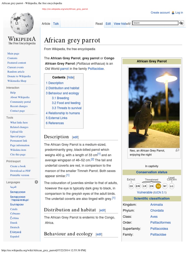 African Grey Parrot - Wikipedia | Download Free PDF | Parrot | Birds