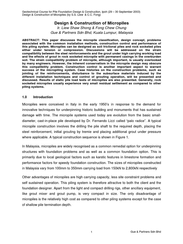 Micropile Design and Construction Overview | PDF