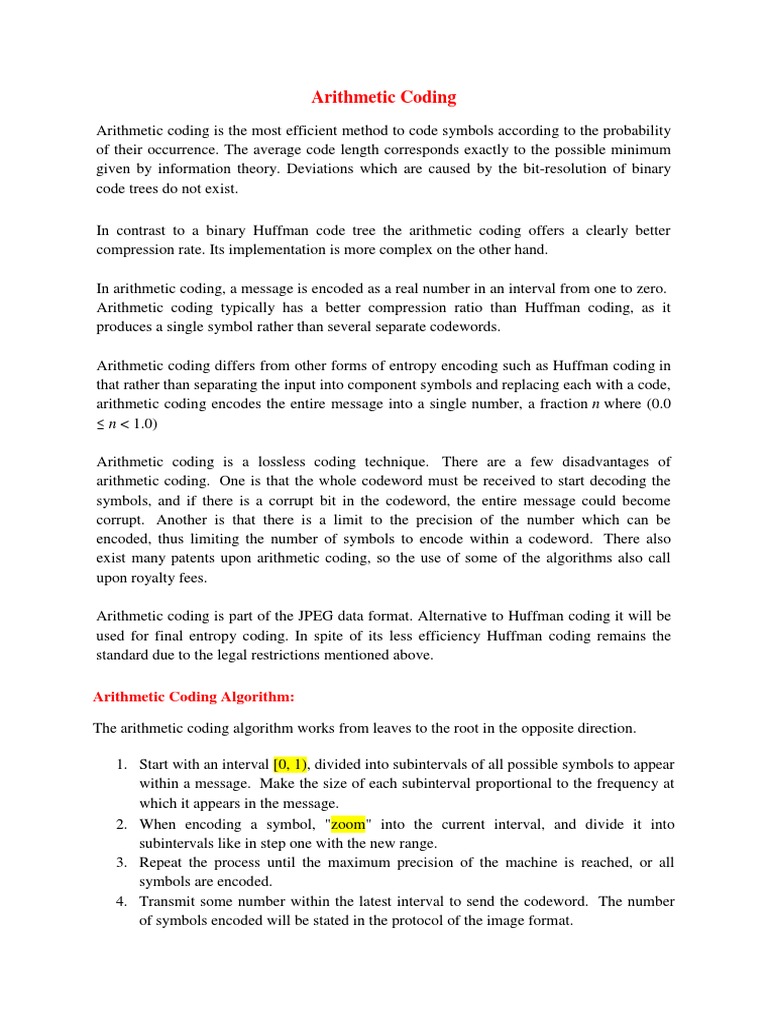 Arithmetic Coding Pdf Forward Error Correction Code