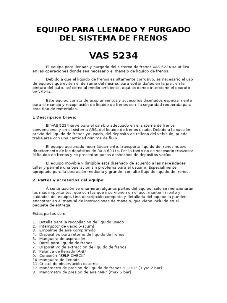 Equipo VAS 5234 para Frenos | PDF | Rieles | Materiales