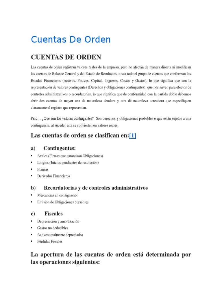Cuentas de Orden | PDF | Contabilidad | Crédito (finanzas)