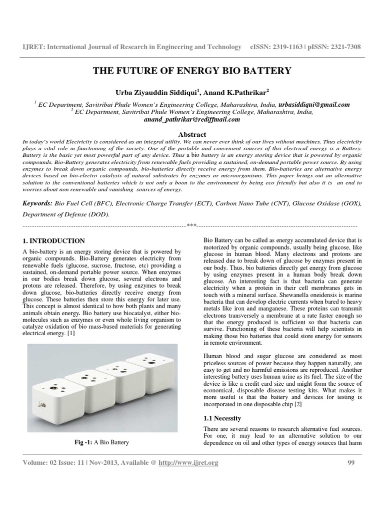 The Future of Energy Bio Battery | PDF | Anode | Cathode