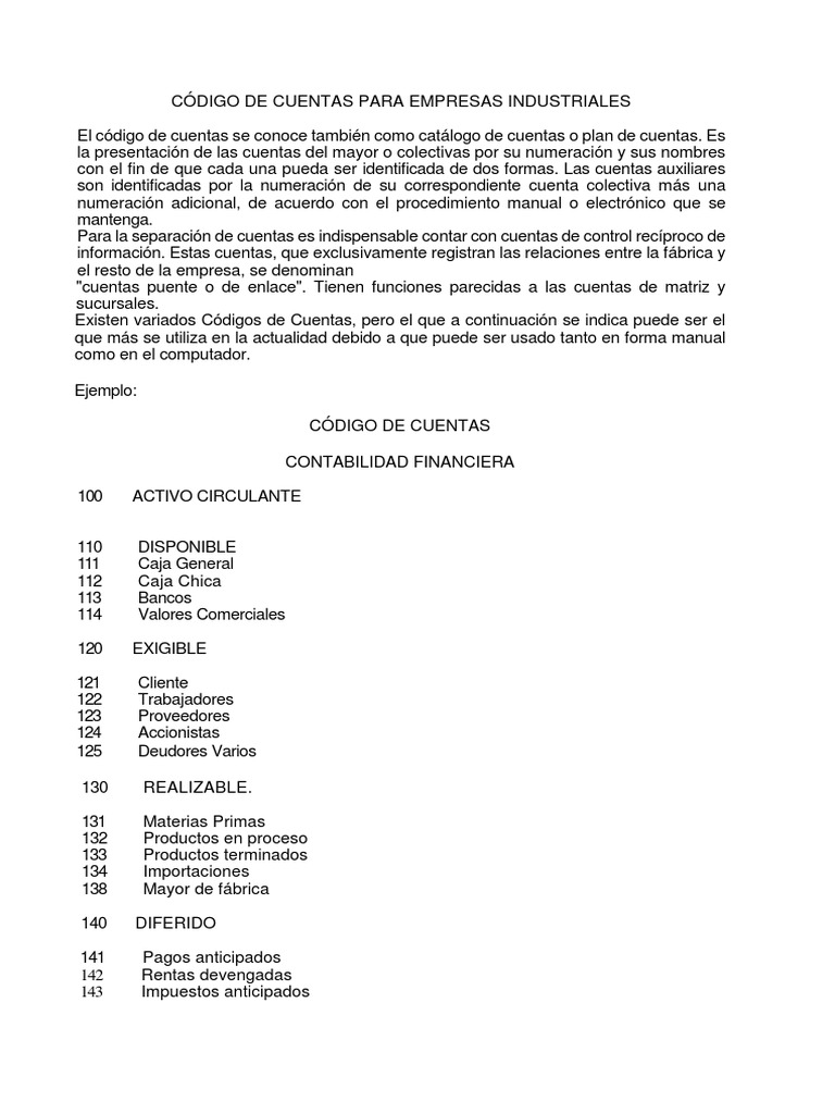 Código de Cuentas Industriales | PDF | Contabilidad | Corporaciones