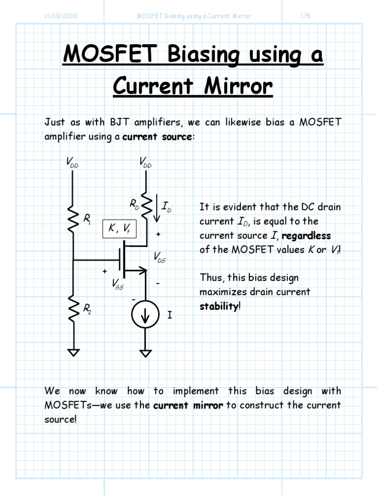 MOSFET Biasing Using A Current Mirror | PDF | Field Effect Transistor ...