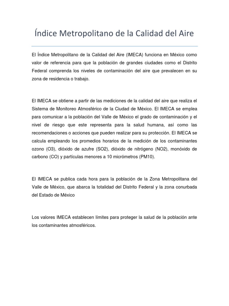 IMECA | PDF | La contaminación del aire | Atmósfera de tierra