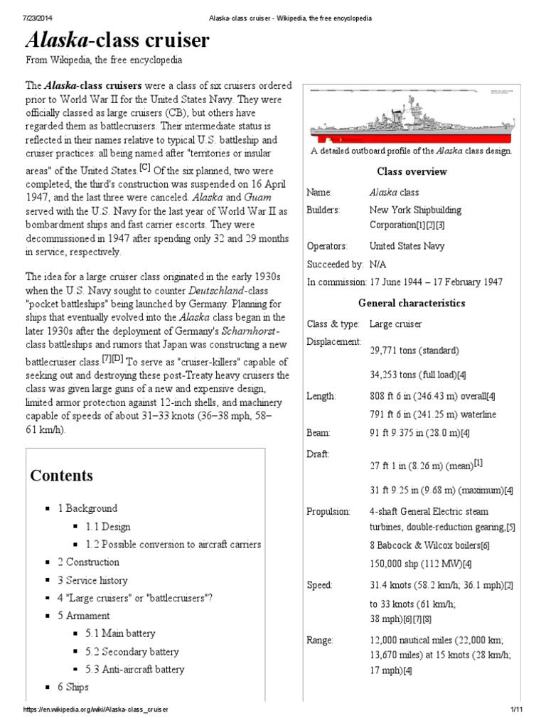 Alaska-Class Cruiser - Wikipedia, The Free Encyclopedia | PDF | Cruiser ...