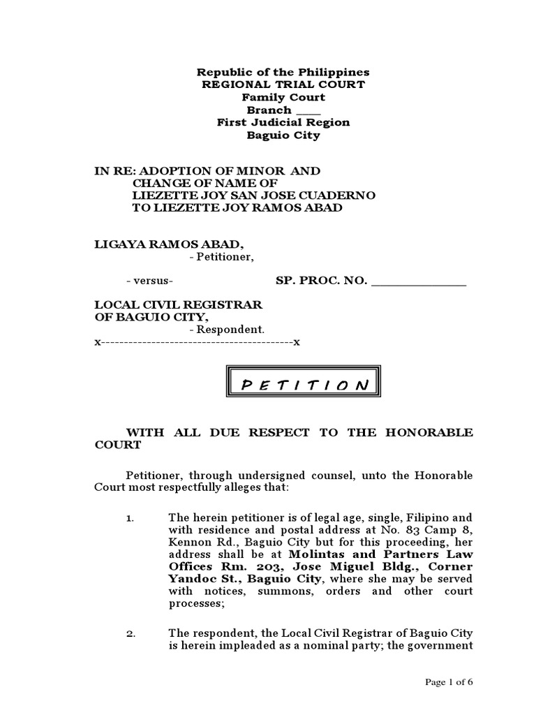 Petition for Adoption | Adoption | Affidavit