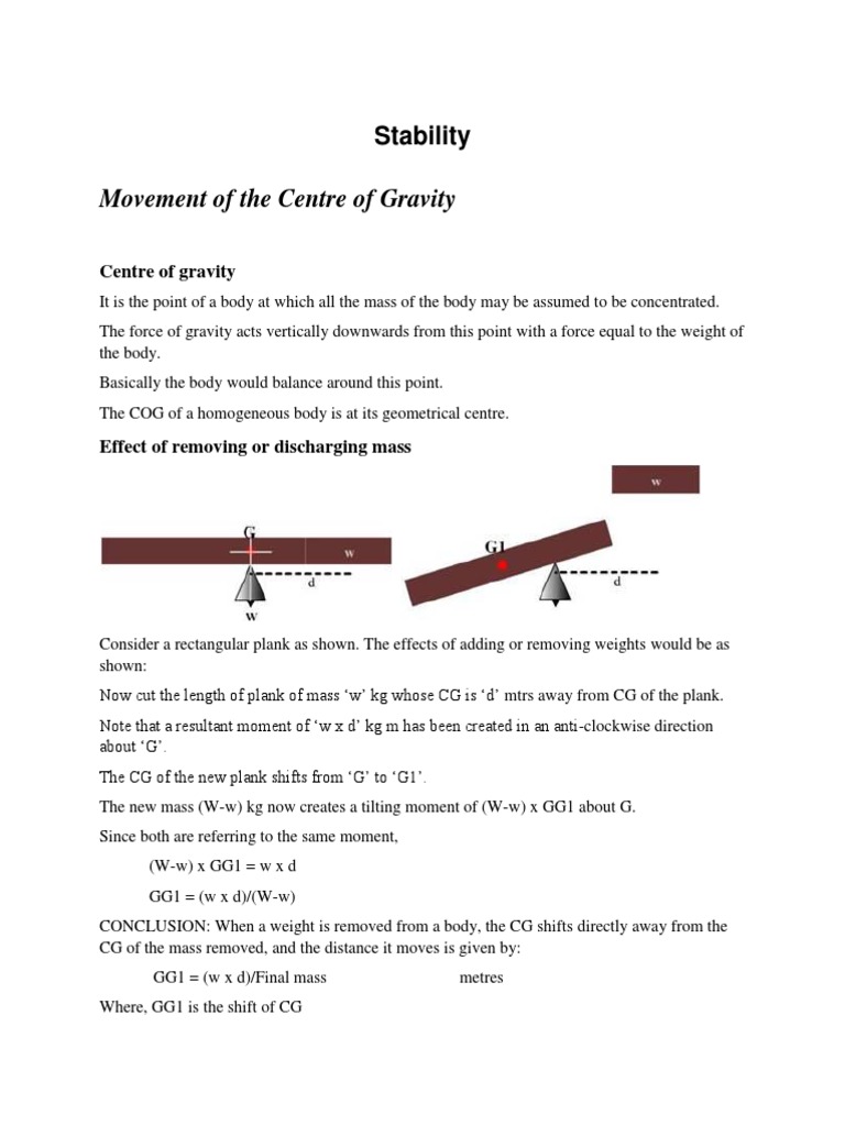 Movement of The Centre of Gravity: Stability | PDF