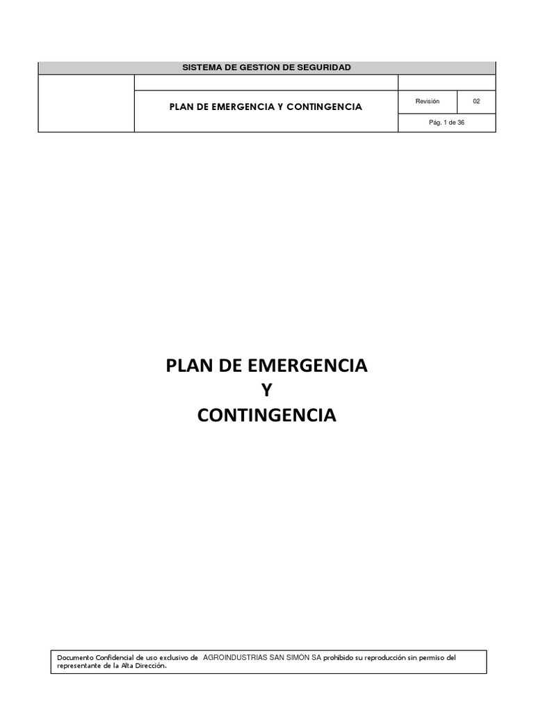 Plan de Emergencia y Contingencias | PDF | Primeros auxilios | Bombero