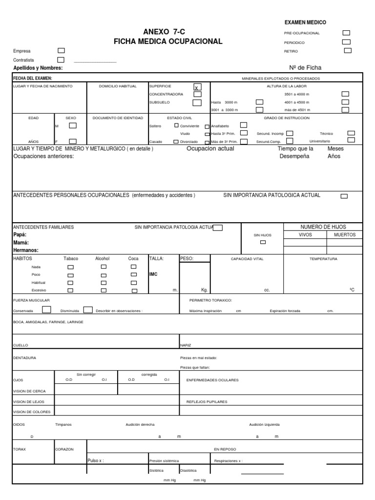 Ficha Medica Ocupacional | PDF