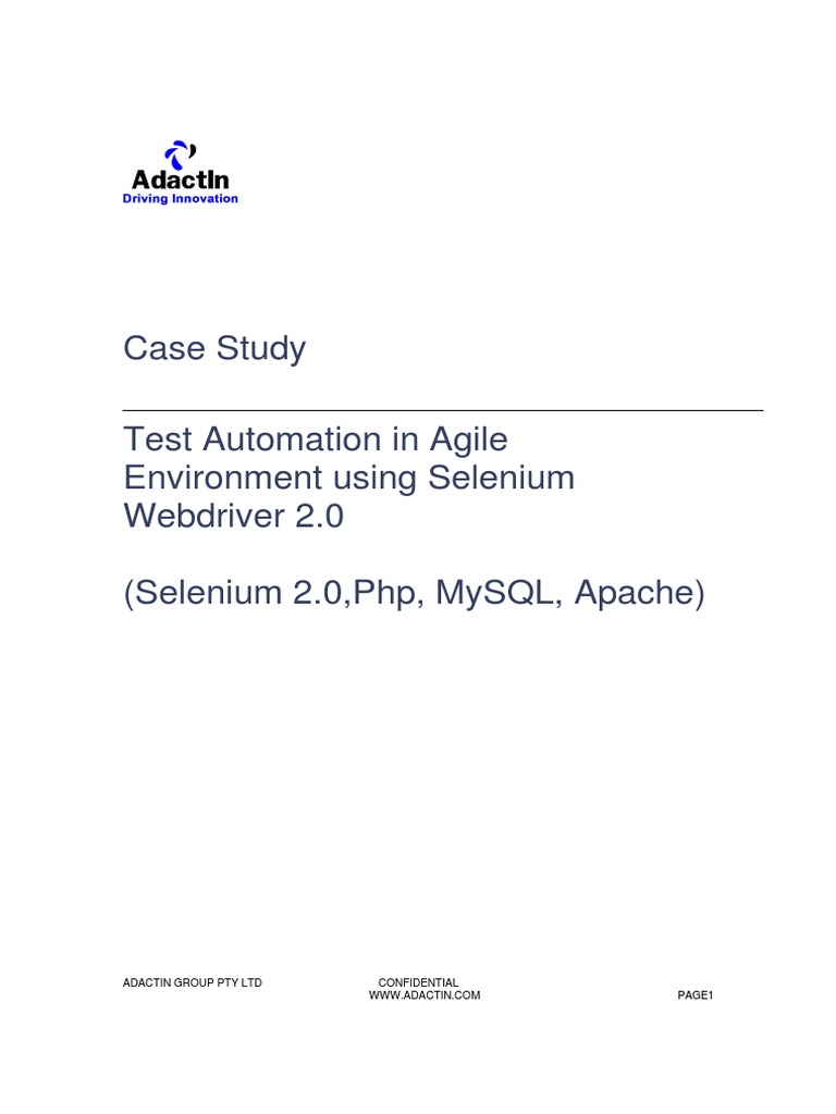 CaseStudy Test Automation in Agile Environment Using Selenium | PDF ...
