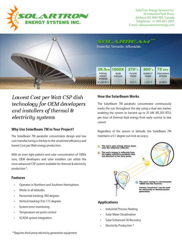SolarBeam 7M: Cost-Effective CSP Solution | PDF | Power (Physics ...