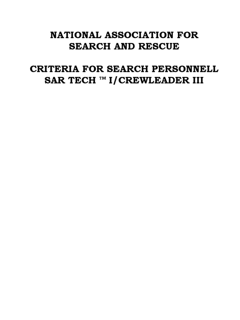 SARTECH I Criteria 02 2003 PDF | PDF | Search And Rescue Dog | Knot