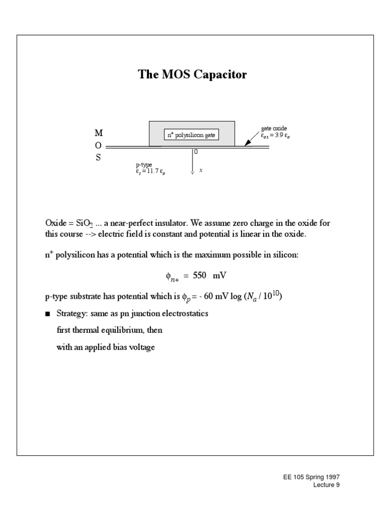 The MOS Capacitor: N Polysilicon Gate Gate Oxide 3.9 0 | PDF | Mosfet ...
