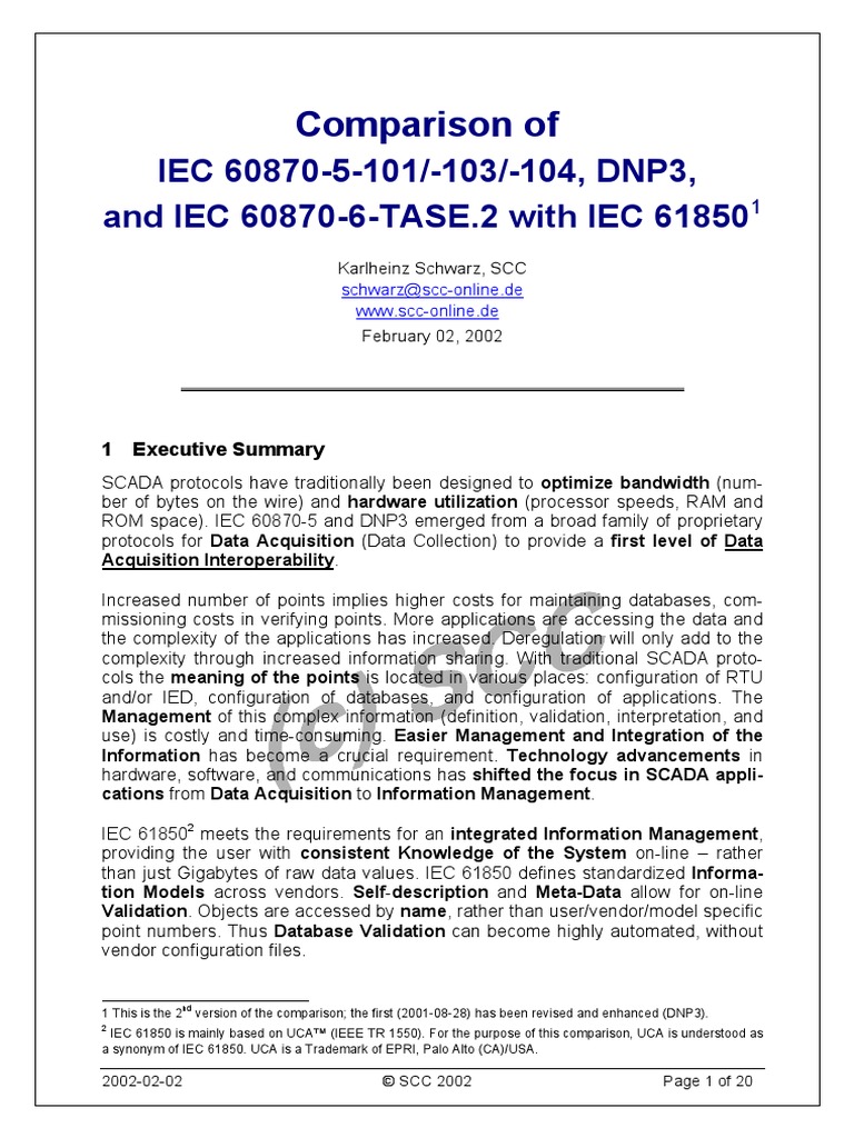 Comparison DNP 60870 61850 | PDF | Osi Model | Internet Protocol Suite