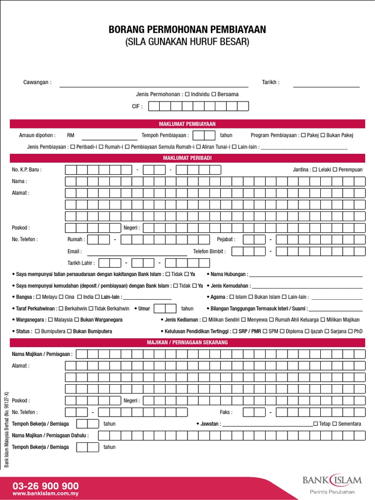 Contoh Borang Permohonan Pinjaman Peribadi - GemmaatCordova