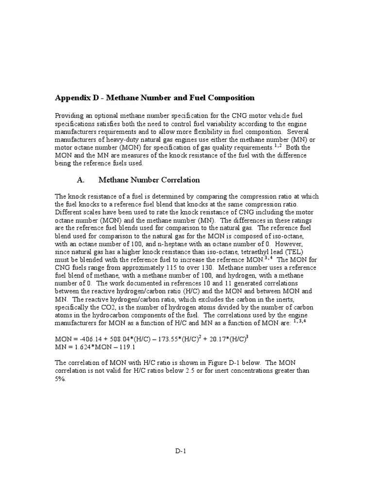 Methane Number Calculation | PDF | Natural Gas | Sustainable Technologies