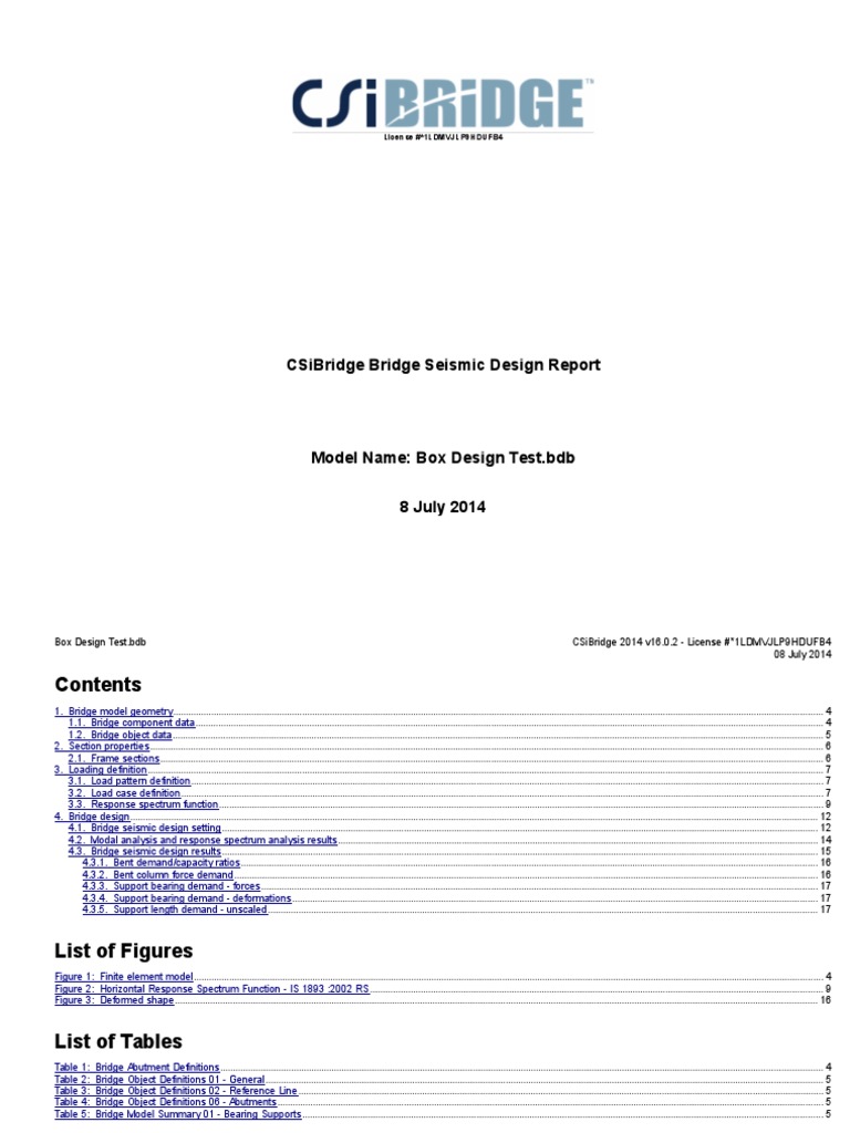Csi Bridge Design Report | PDF | Mechanics | Earthquake Engineering