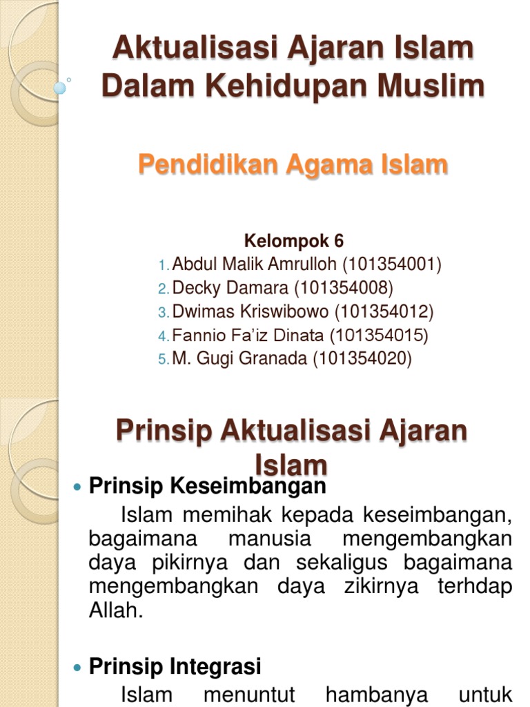 Kel 6-Aktualisasi Ajaran Islam Dalam Kehidupan Muslim | PDF | Agama ...