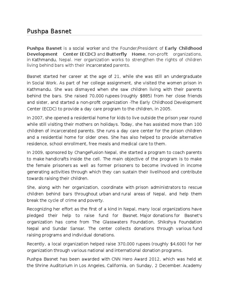 Pushpa Basnet Cnn Hero Pdf Nepal Prison