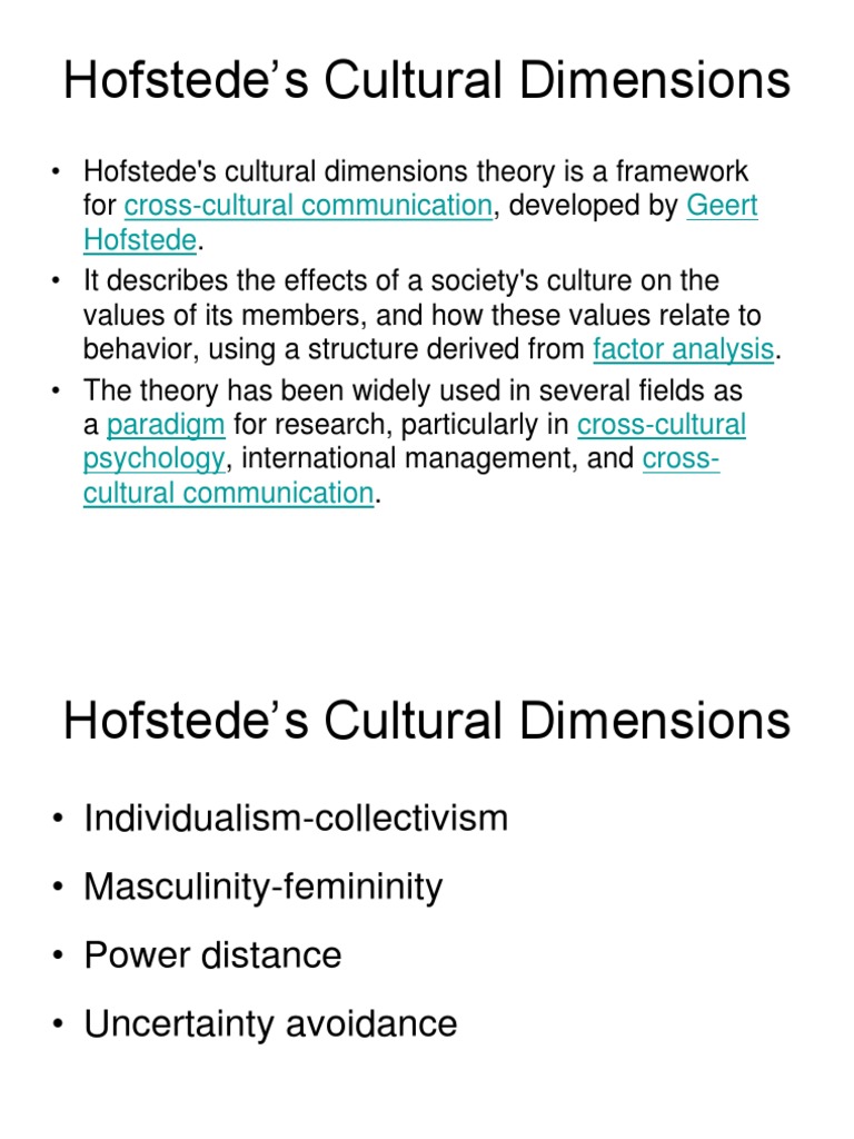 Hofstede | Behavioural Sciences | Psychology & Cognitive Science