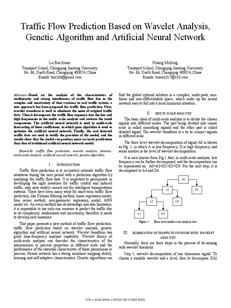 Traffic Flow Prediction Based On Wavelet Analysis, Genetic Algorithm ...