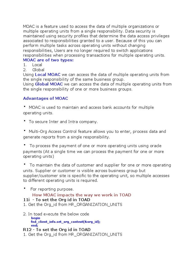 MOAC Are of Two Types:: How MOAC Impacts The Way We Work in TOAD | PDF ...