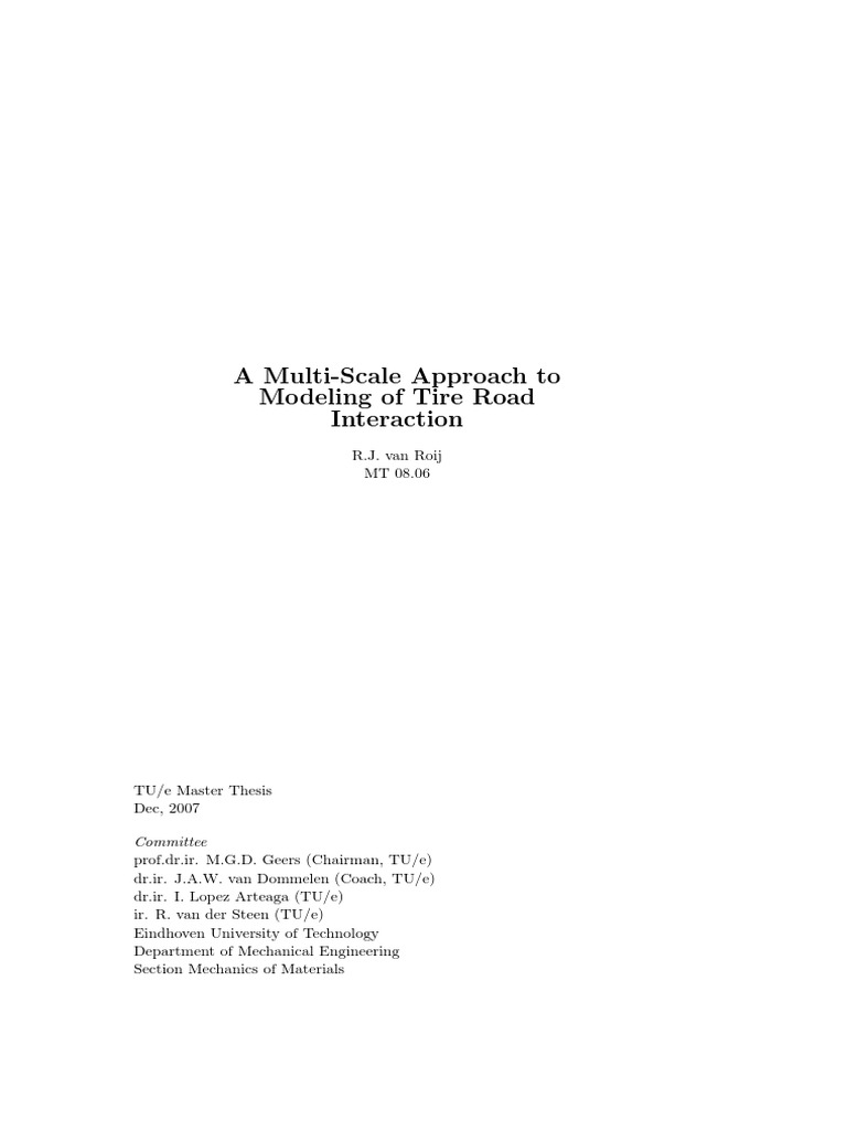A Multi Scale Approach To Modelling of Tire Road Interaction | PDF ...