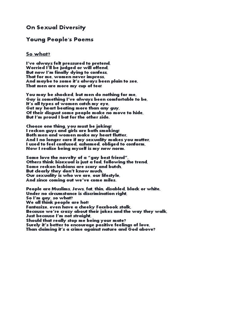 Poems on Embracing Sexual Diversity | PDF | Social Science