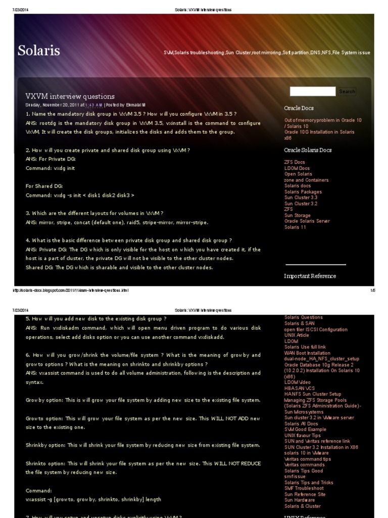 Solaris - VXVM Interview Questions | PDF | File System | Computer Cluster