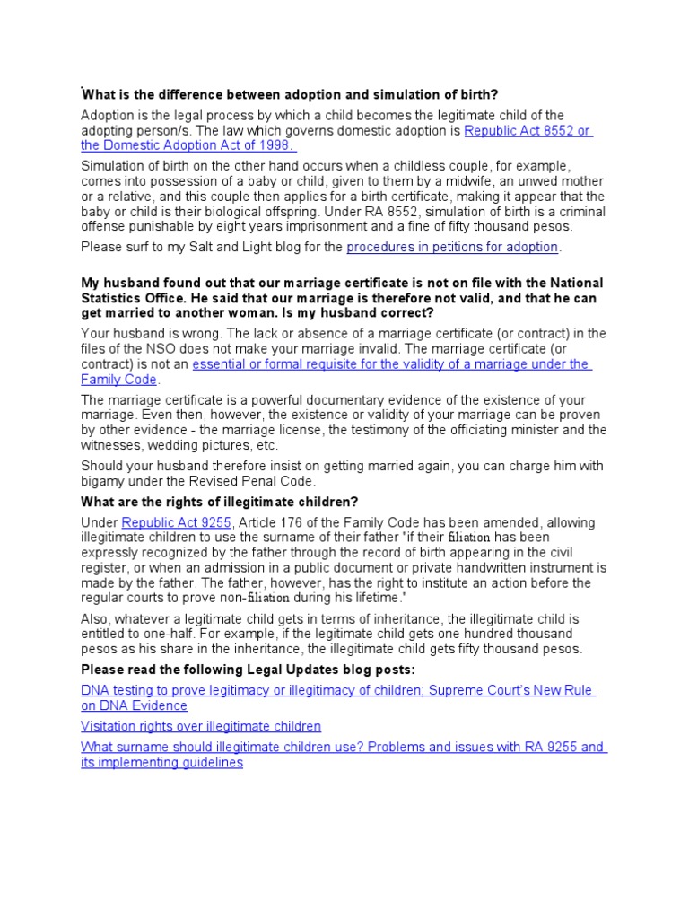 What Is The Difference Between Adoption and Simulation of Birth | PDF ...