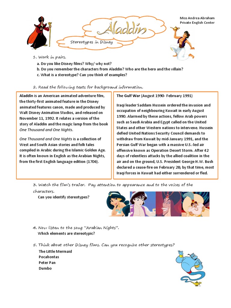Aladdin Worksheet | PDF