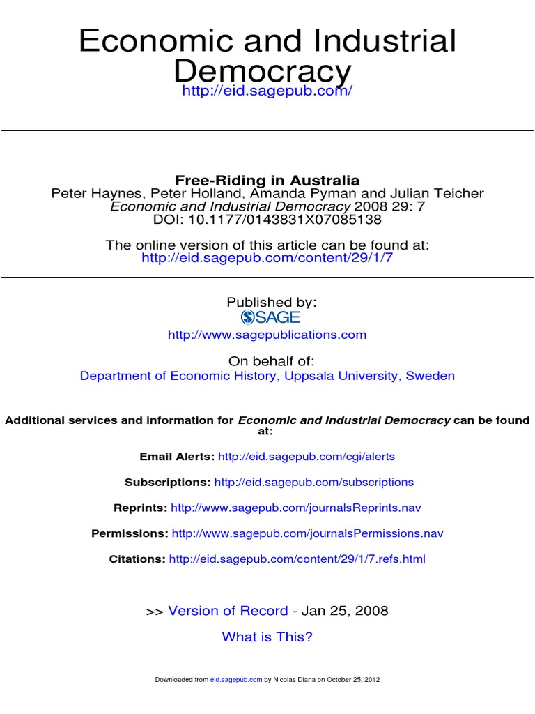 Free-Riding in Australia | PDF | Trade Union | Logistic Regression
