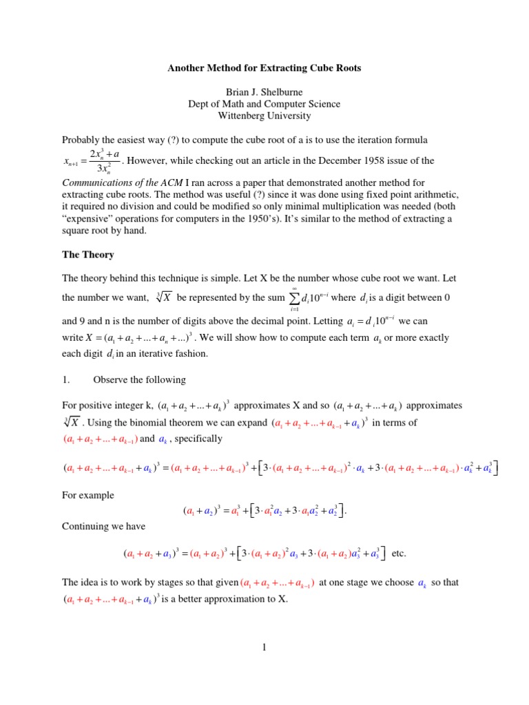 Efficient Cube Root Extraction Method | PDF | Division (Mathematics ...