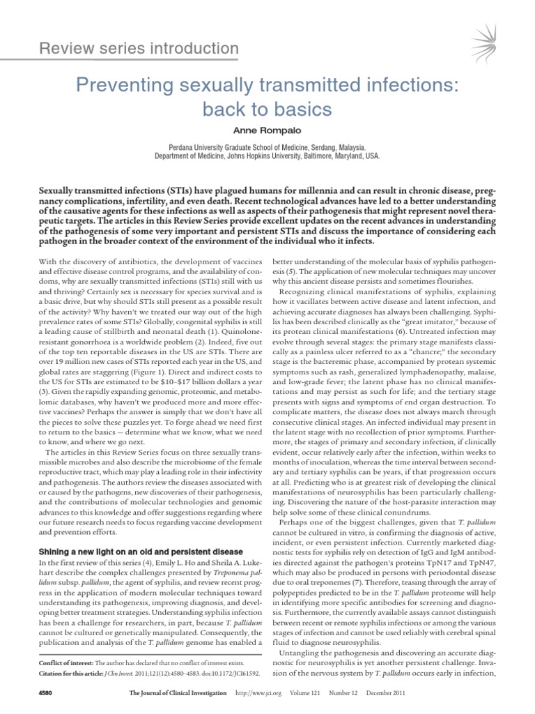 Preventing Sexually Transmitted Infections: Back To Basics: Review ...