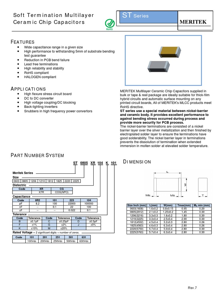 Soft Termination Multilayer Ceramic Chip Capacitors Meritek: Eatures ...