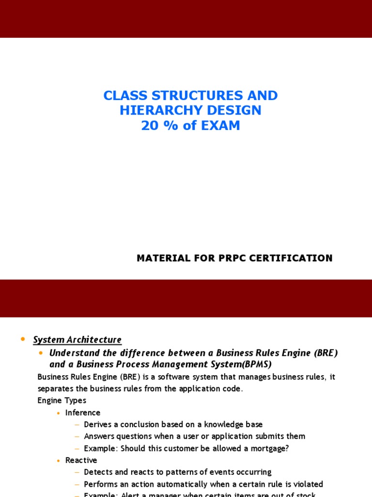 Class Structures and Hierarchy Design 20 % of EXAM: Material For PRPC ...