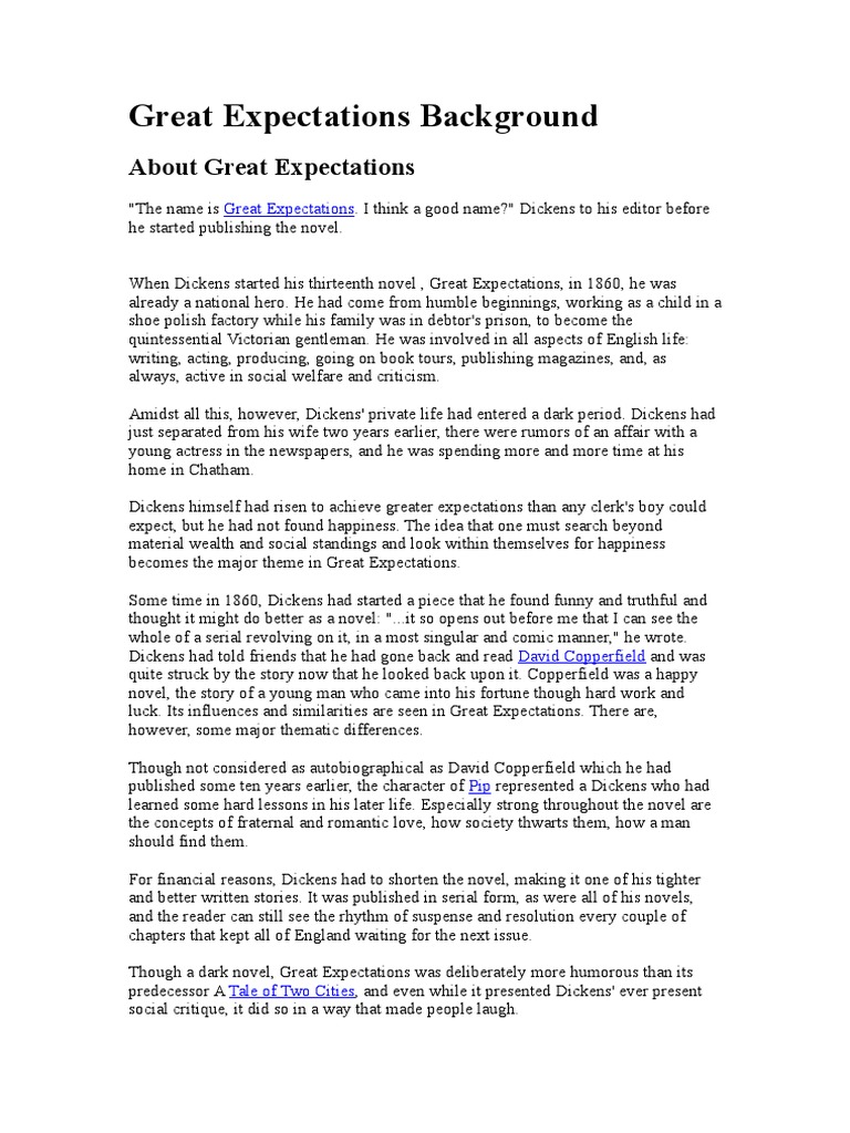Great Expectations Background Explained | PDF | Great Expectations ...