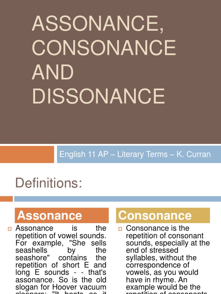 Ap 11 - Assonance Consonance and Dissonance | Download Free PDF | Rhyme | Consonant