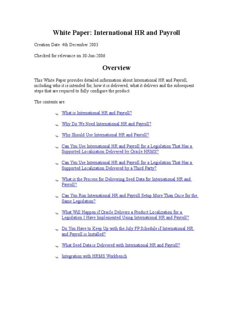 International HRMS White Paper | PDF | Computing And Information Technology | Business