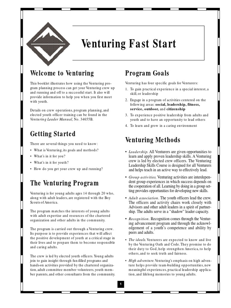Venturing Crew Start-Up Guide | PDF | Boy Scouts Of America