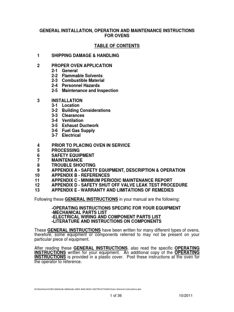 M:/Electrical/OVEN MANUAL/MANUAL/GEN AND MISC INSTRUCTIONS/Oven General Instructions | PDF ...