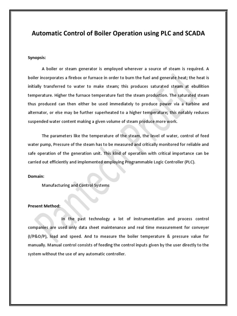 Automatic Control of Boiler Operation Using PLC and SCADA | PDF ...