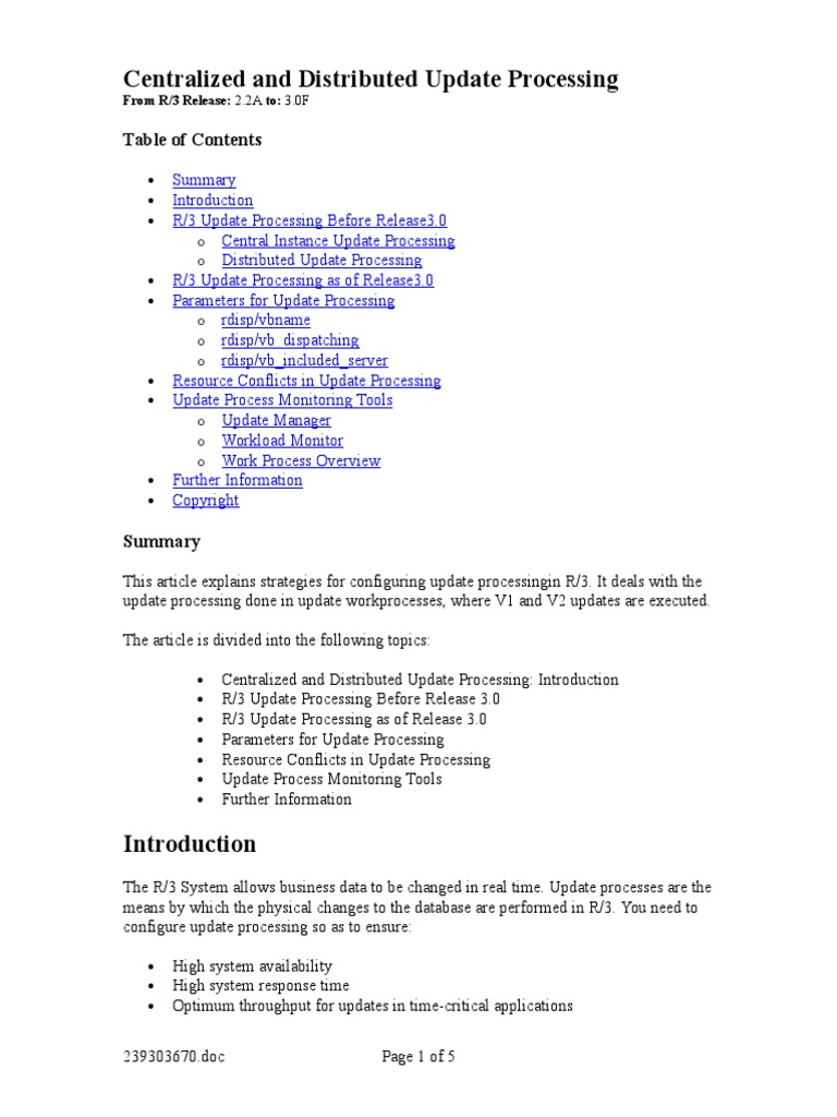 Centralized and Distributed Update Processing | PDF | Operating System ...