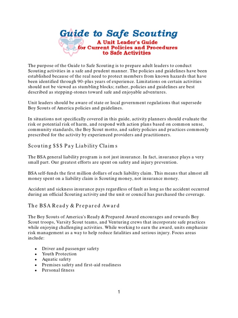 Guide To Safe Scouting | PDF | Boy Scouts Of America | Swimming